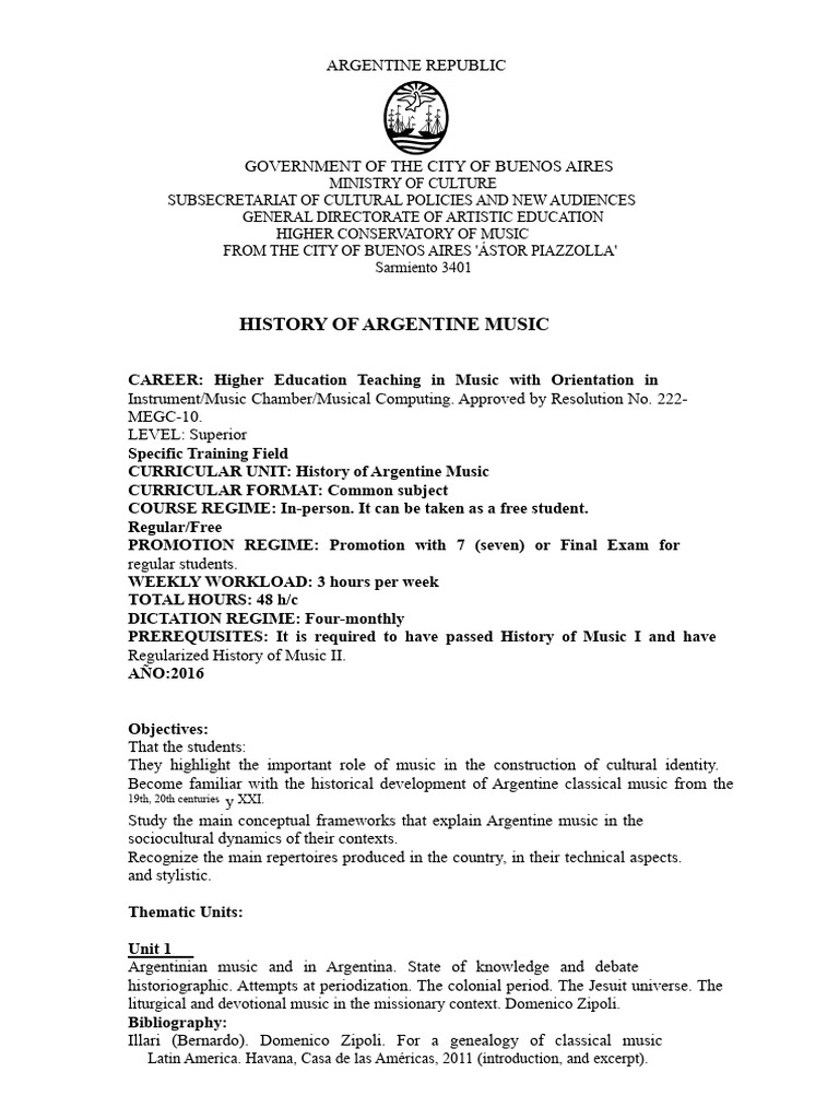 Program History of Argentine Music | PDF | Buenos Aires | Argentina