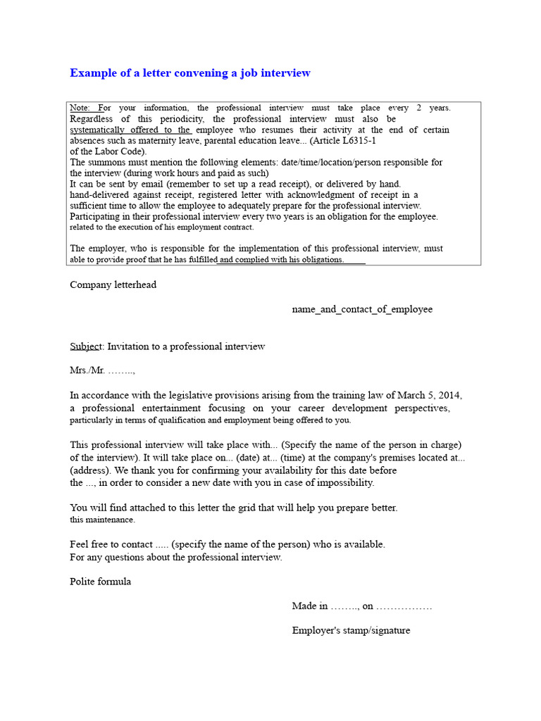 Example of Letter Invitation To Job Interview | PDF | Employment ...