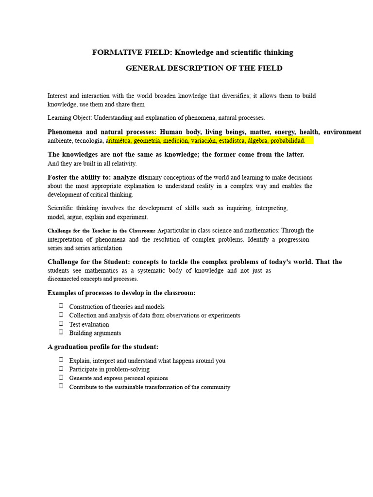 Formative Field | PDF | Knowledge | Scientific Method
