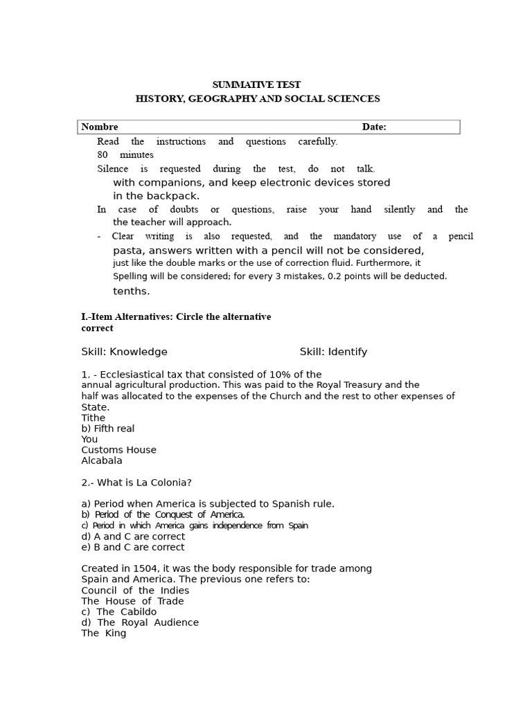 Test Fifth The Colony | PDF | Spanish Colonization Of The Americas ...