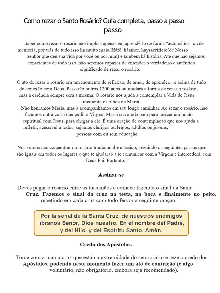 Como Rezar o Santo Rosário | PDF | Rosário | Oração