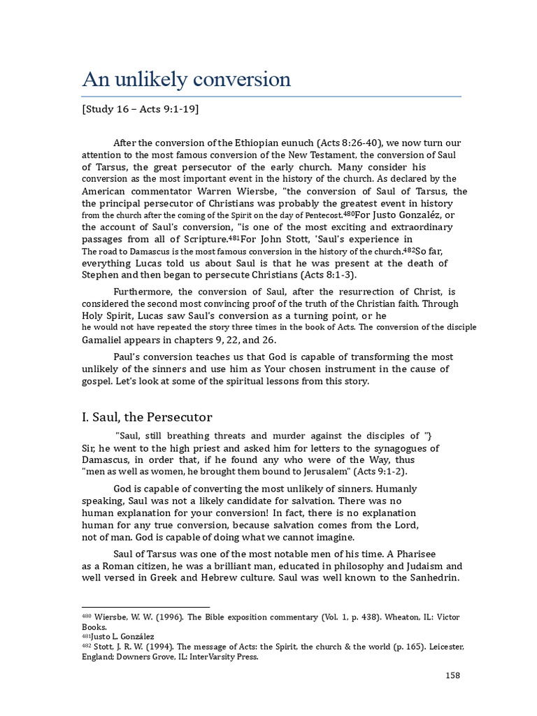 Saul's Dramatic Conversion Story | PDF | Paul The Apostle | Acts Of The ...
