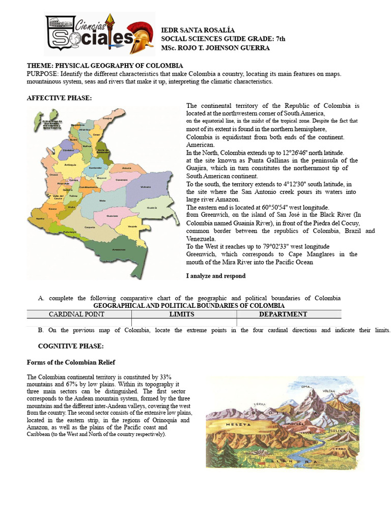 GT CSC G7° Physical Geography of Colombia PDF | PDF | Colombia | Andes