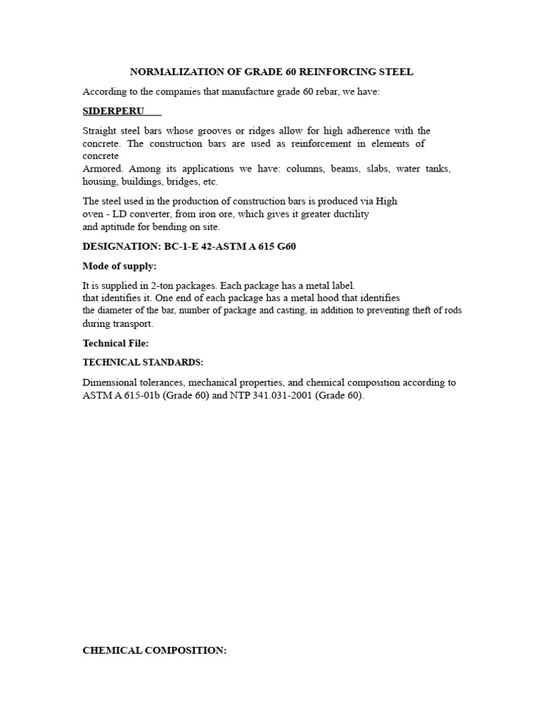 Standardization of Grade 60 Reinforcing Steel | PDF | Structural Engineering | Building Engineering