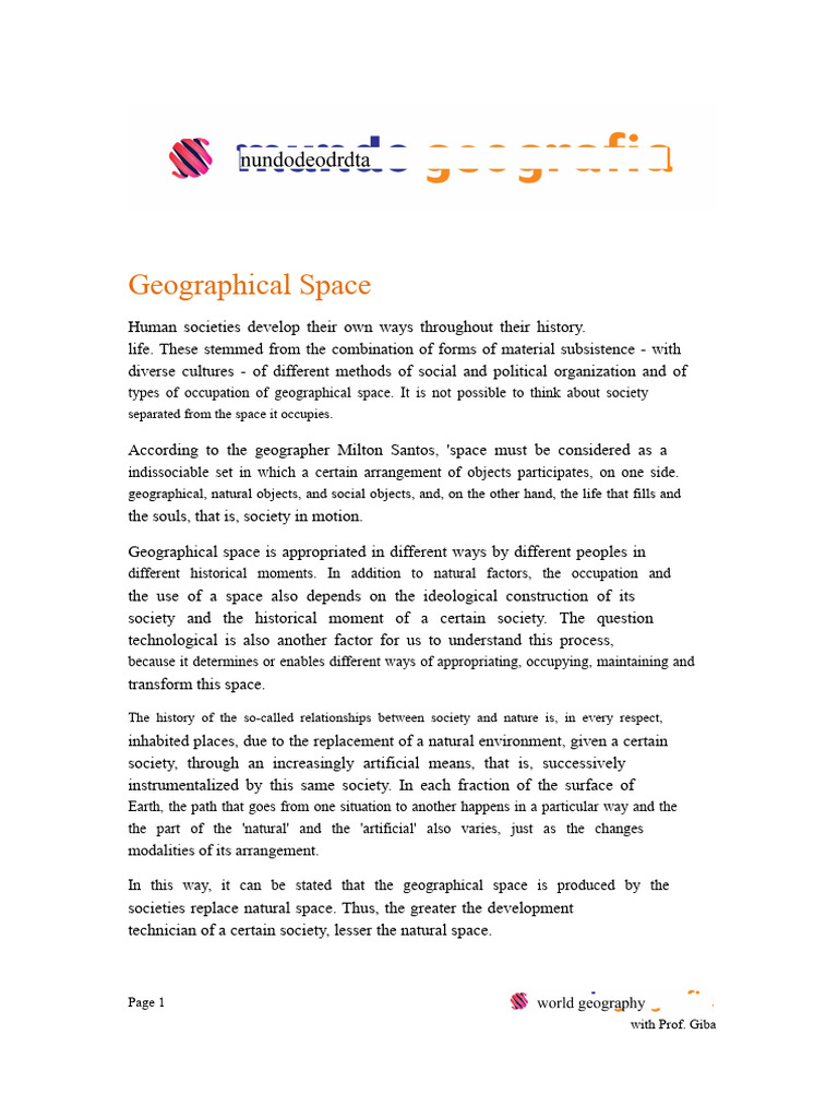 01 Geographic Space | PDF | Natural Environment | Space