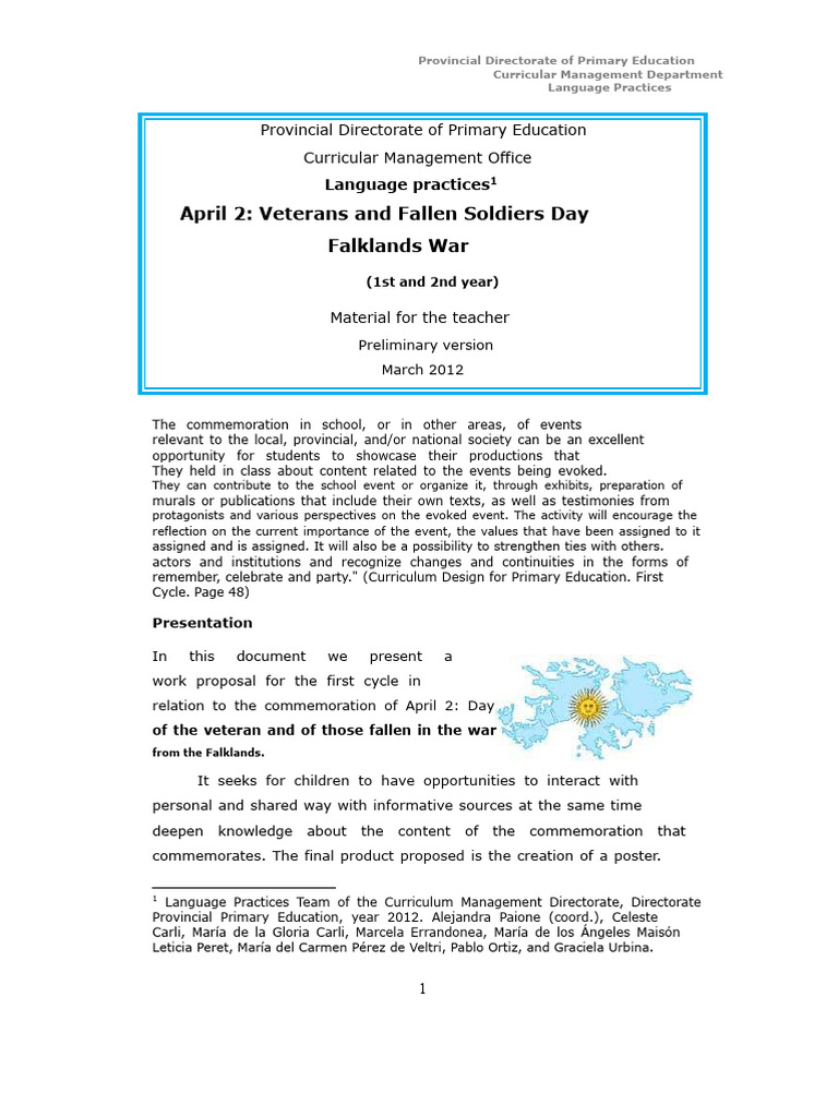 Falkland Islands Language Practices 1st Cycle. | PDF | Falkland Islands