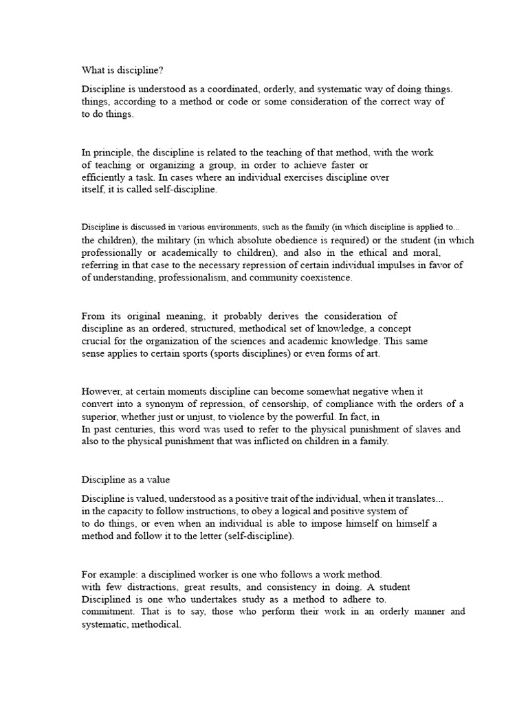 Understanding Discipline and Its Value | PDF