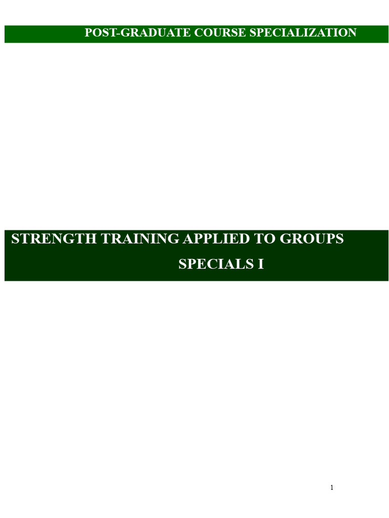Applied Strength Training For Special Groups I | PDF | Strength ...