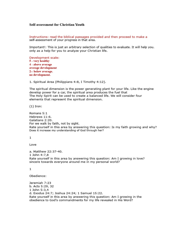 Dynamic - Self-Evaluation For Christian Youth | PDF | Attitude ...