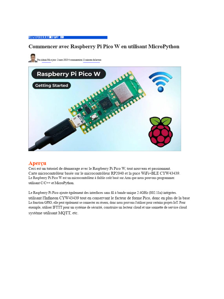 Démarrer avec Raspberry Pi Pico W et MicroPython | PDF | Tarte aux ...