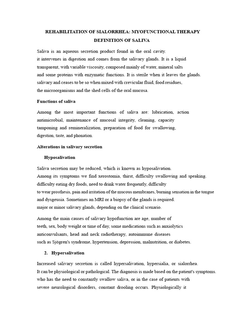 Myofunctional Therapy Sialorrhea | PDF | Human Nose | Anatomical Terms ...