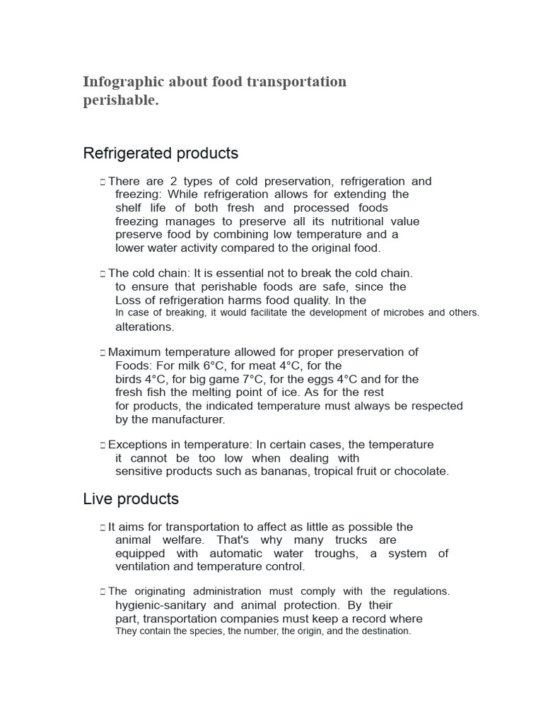 Infographic About The Transportation of Perishable Foods | PDF | Shelf ...