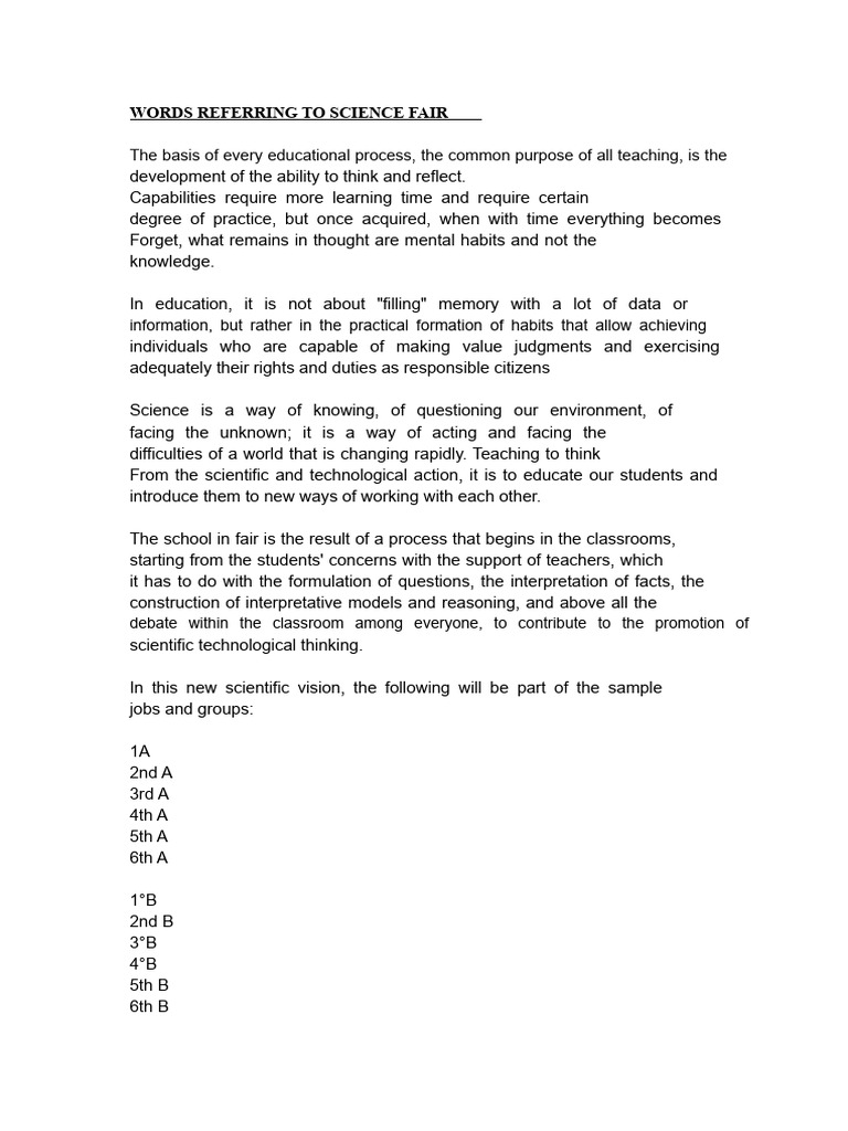 Science Fair Vocabulary Guide | PDF