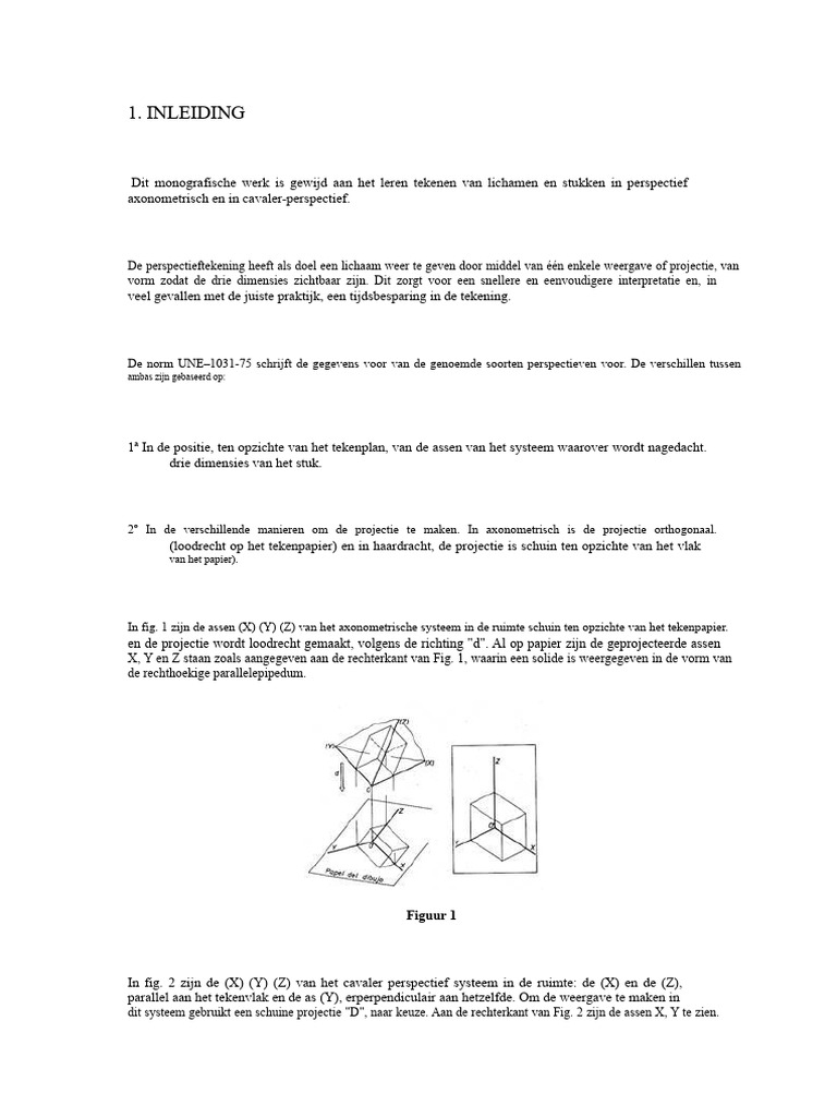 Perspectief Axonometrische Theorie Une 1031 - 75 | PDF