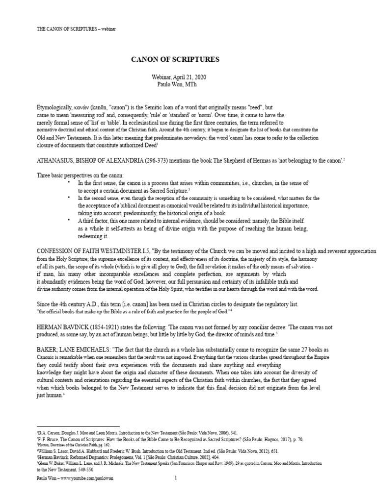 Understanding the Canon of Scriptures | PDF | Biblical Canon | Apocrypha