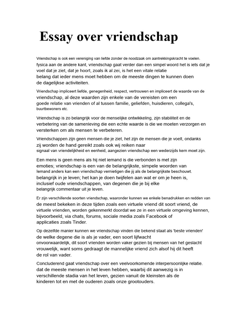 Essay Over Vriendschap Spaans Les | PDF