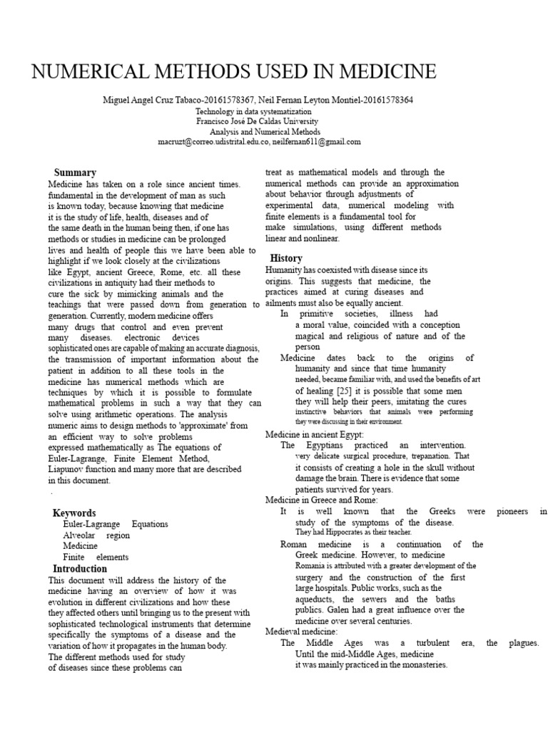 440006009-Numerical Methods in Medicine | PDF | Medicine | Finite ...