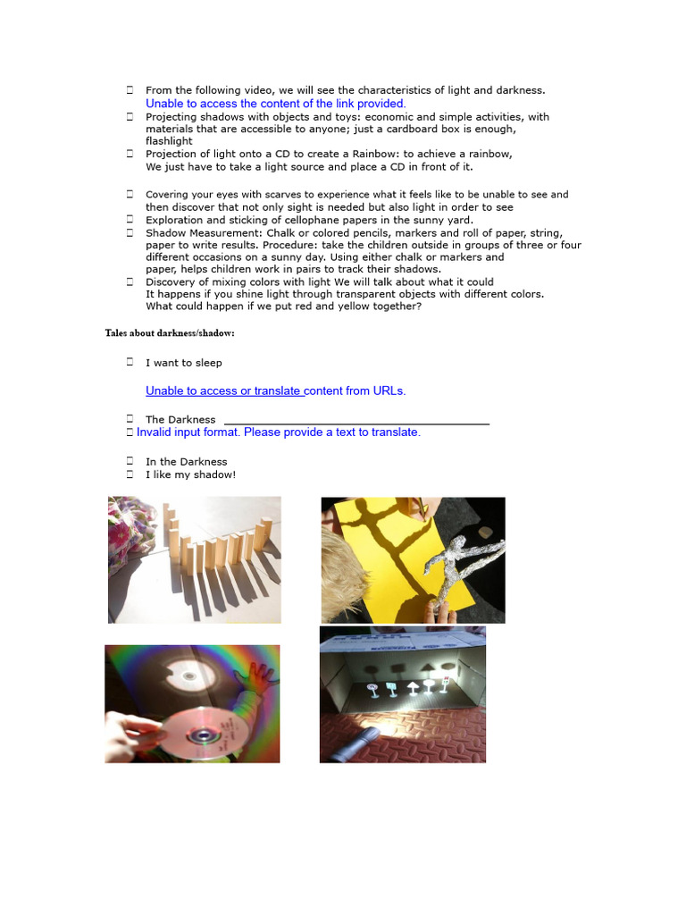 Light and Shadows Project | PDF