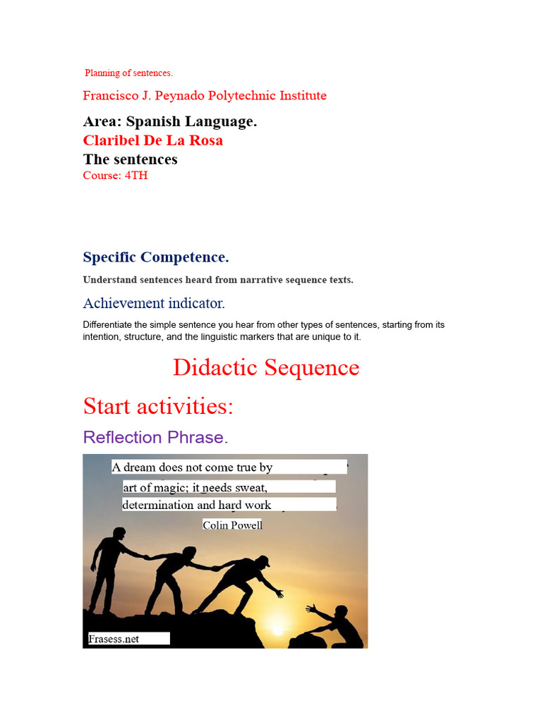 Planning The Sentences | PDF | Sentence (Linguistics) | Subject (Grammar)