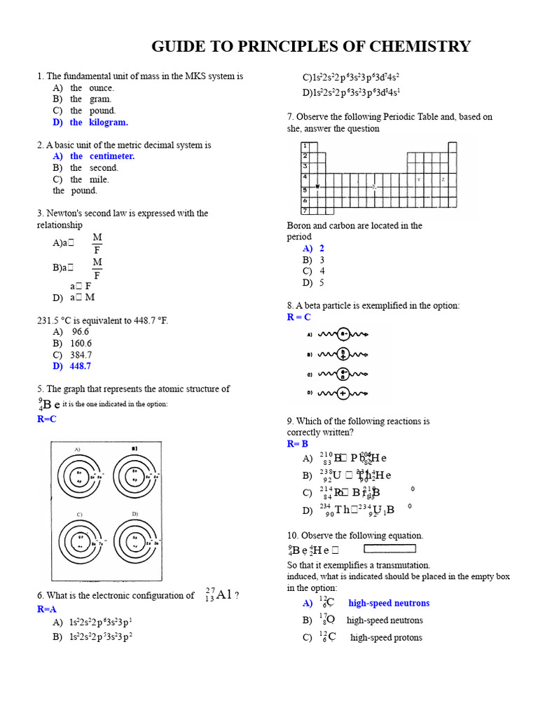 Principles of Chemistry Exam | PDF | Gases | Mole (Unit)