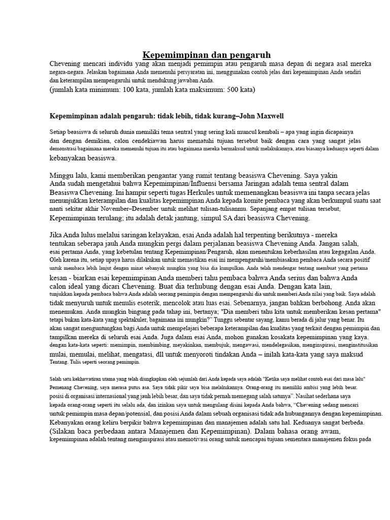 Keterampilan Kepemimpinan untuk Chevening | PDF