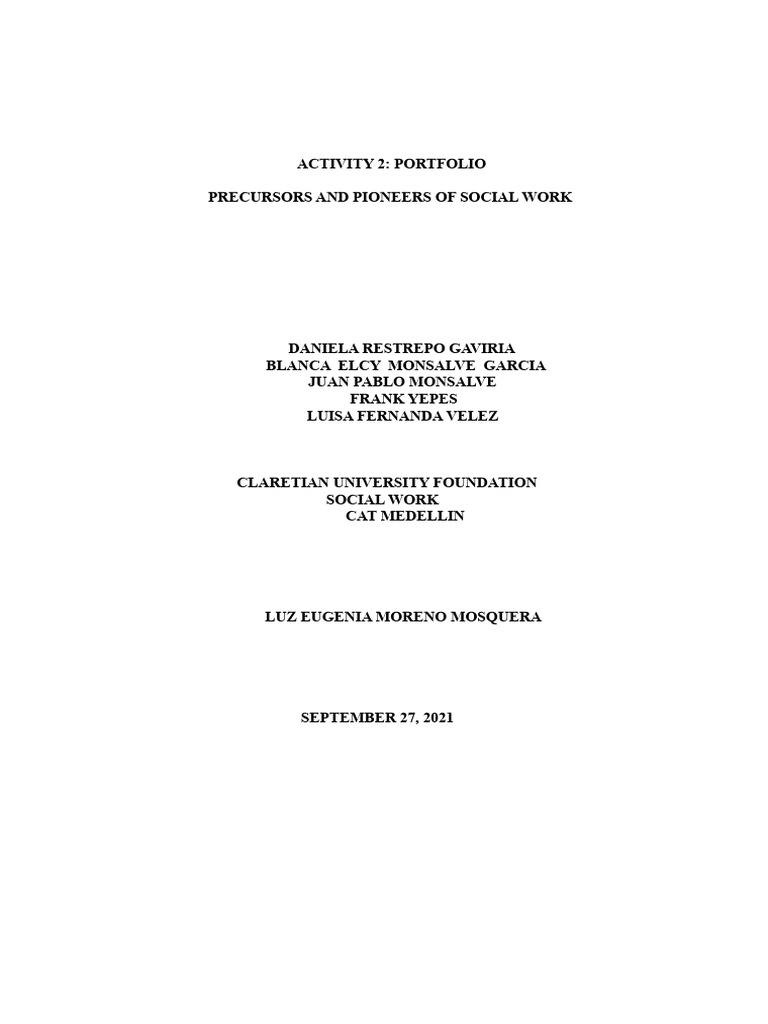 Pioneers of Social Work History | PDF | Social Work