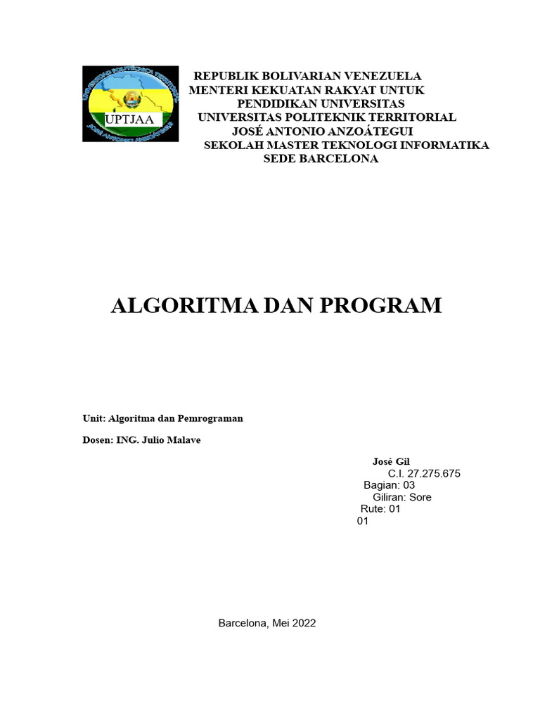 Algoritma Dan Pemrograman | PDF