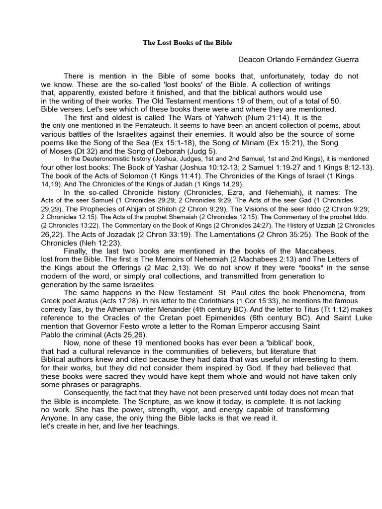 10 The Lost Books of The Bible | PDF | Books Of Chronicles | Bible