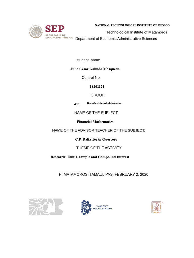 Unit 1 Simple and Compound Interest | PDF | Interest | Compound Interest