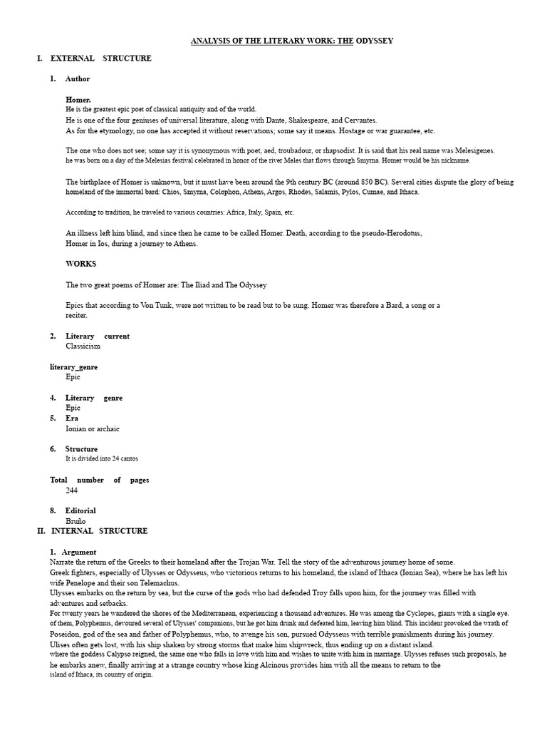 Literary Analysis | PDF | Odysseus | Homer