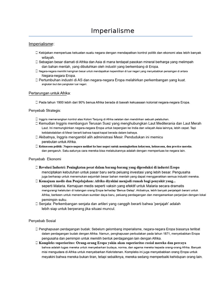 Imperialisme Dan Perebutan Afrika | PDF