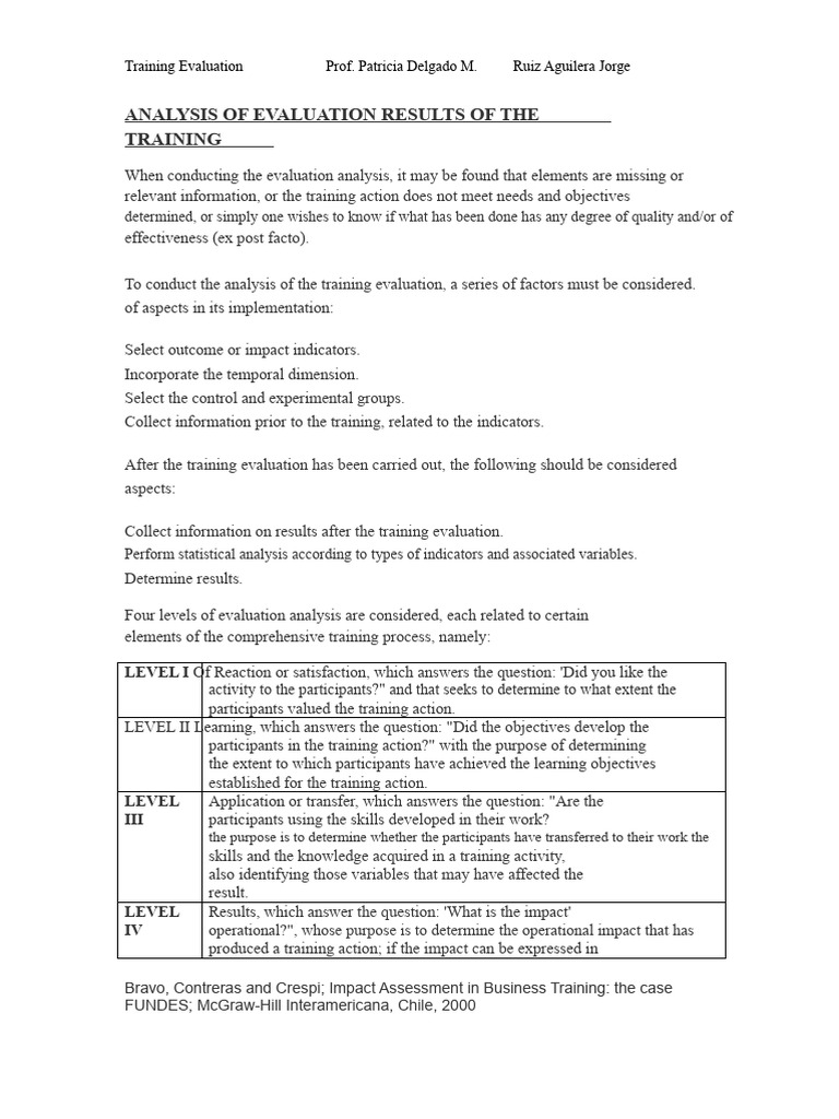 Training Evaluation Analysis Guide | PDF | Evaluation | Methodology
