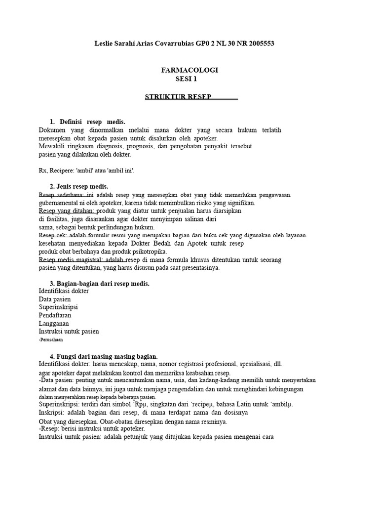 Panduan Lengkap Resep Medis dan Jenisnya | PDF
