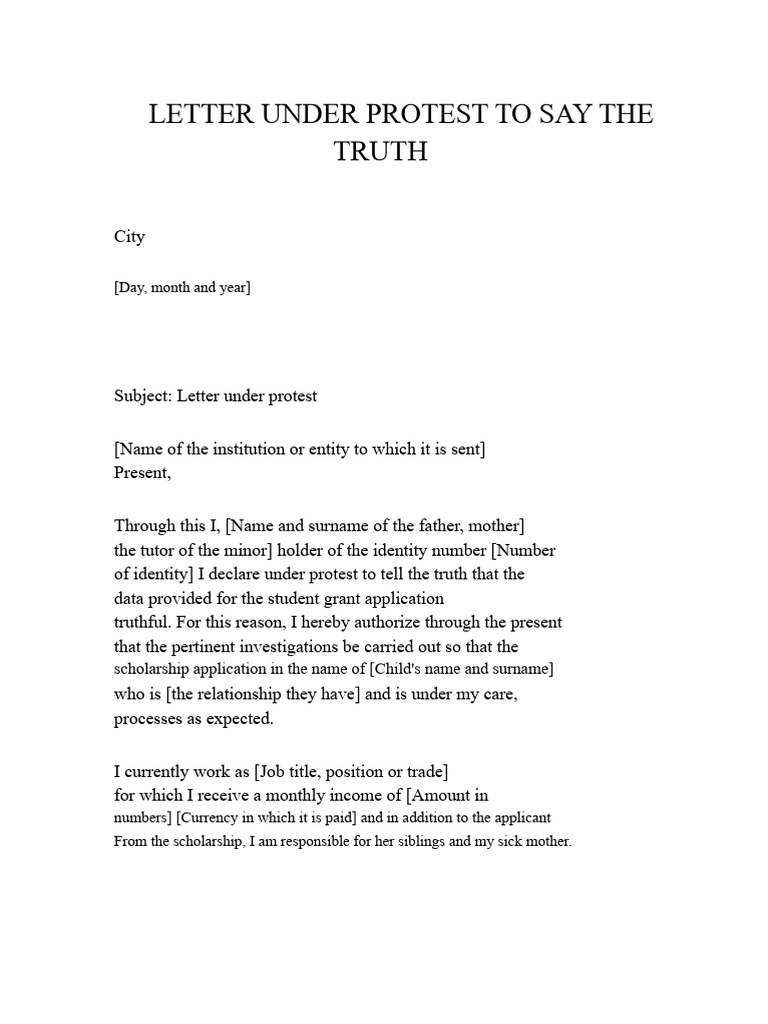 Letter Under Protest To Tell The Truth | PDF