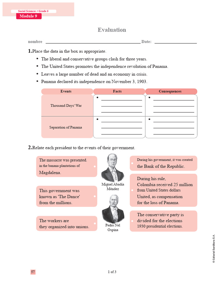 Fifth Social Studies Workshop | PDF | Colombia | Politics Of Colombia