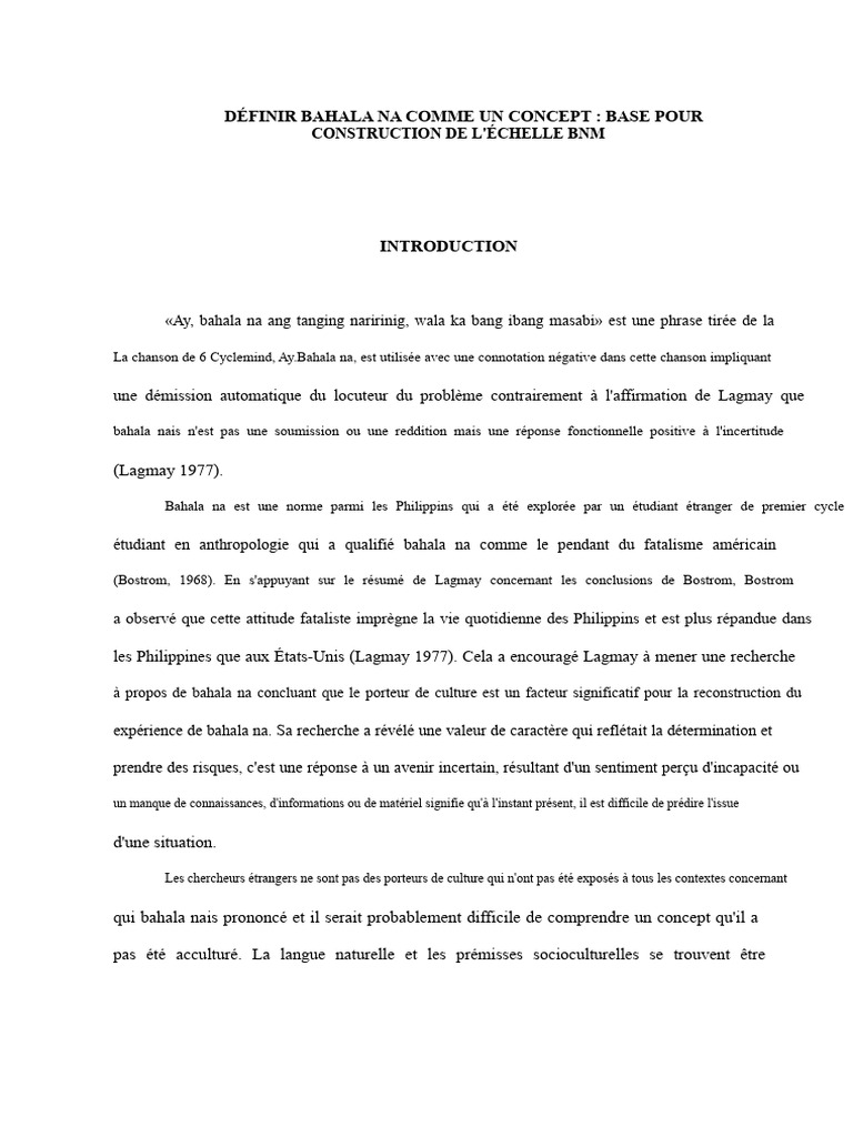 Définition et échelle de bahala na | PDF | Psychologie | Statistiques