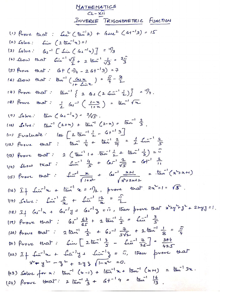 CL-12 Inverse Trigonometric Function | PDF