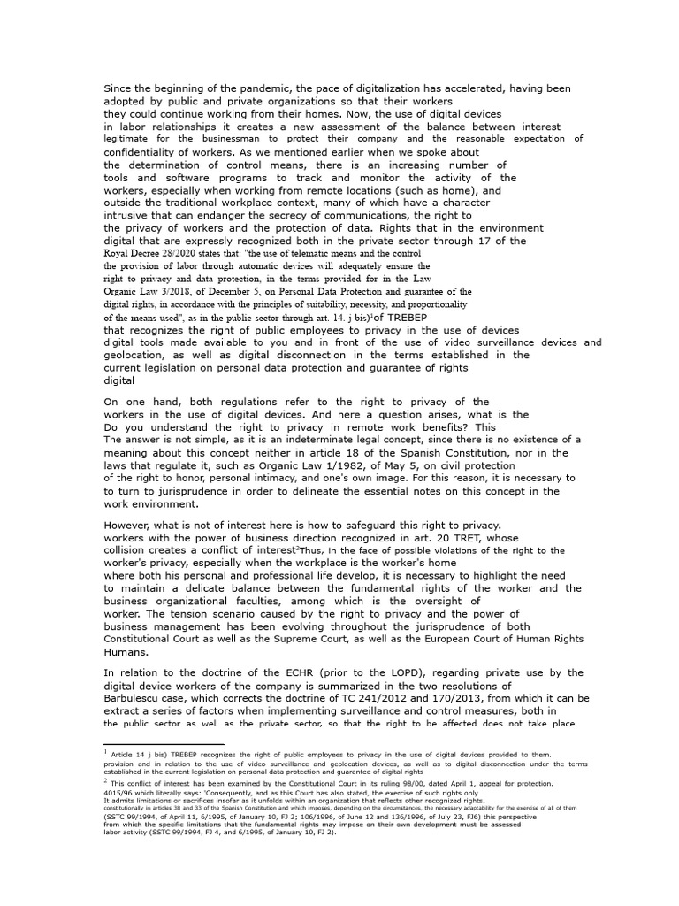 Right To Privacy Summary | PDF | Privacy | Employment