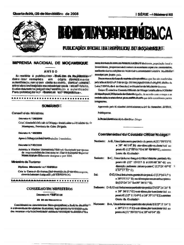 Création de la Coutada de Nicage au Mozambique | PDF