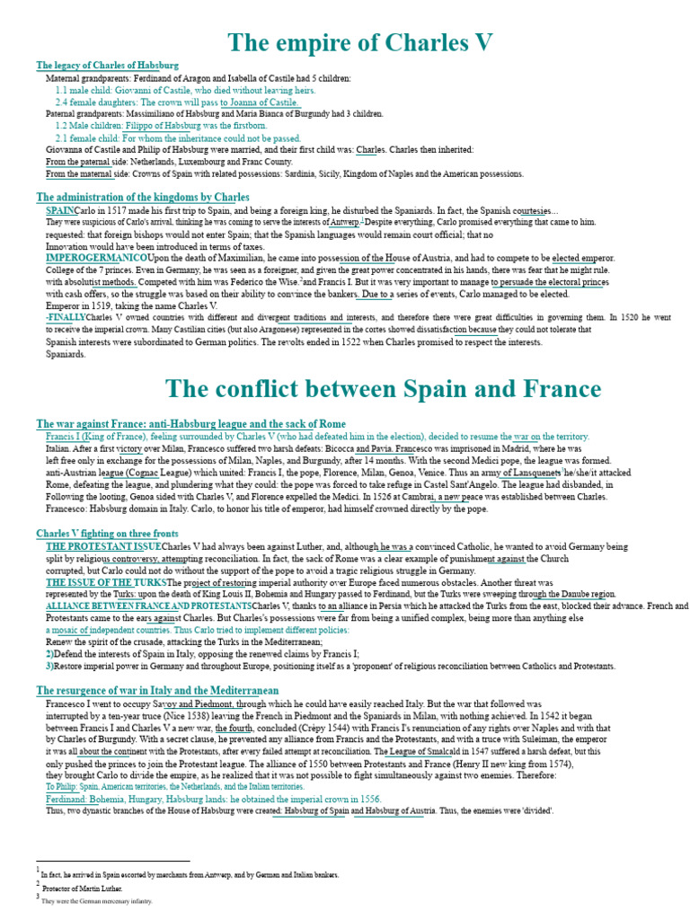The Empire of Charles V and The Spread of The Reformation: Summary ...