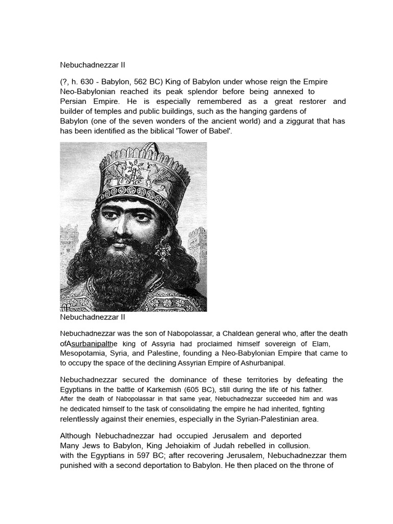 Nebuchadnezzar II | PDF | Nebuchadnezzar Ii | Babylon