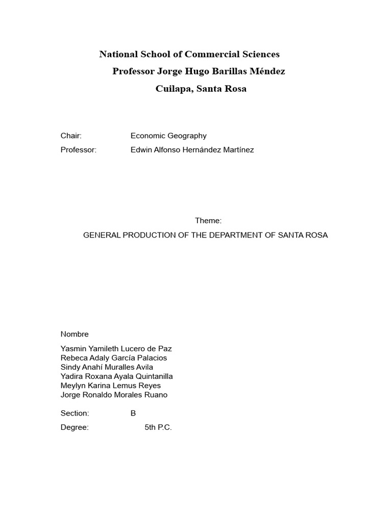 General Production of The Santa Rosa Department | PDF | Agriculture ...
