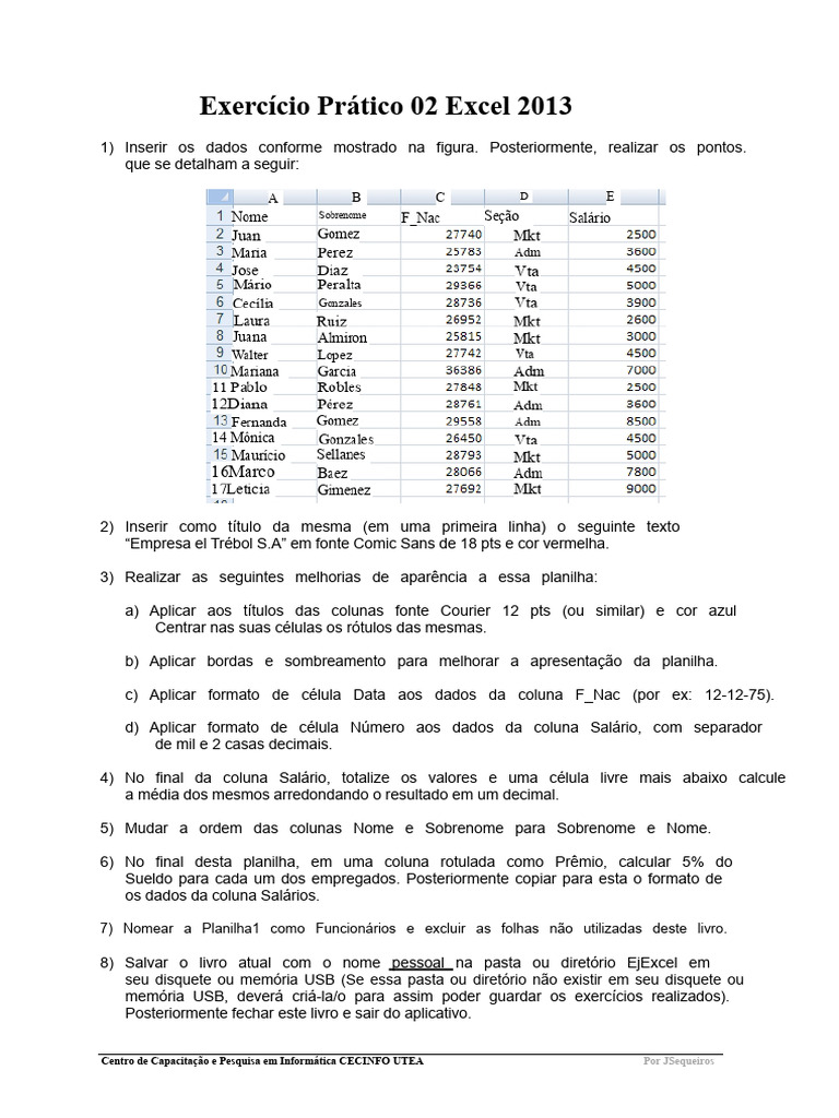 Exercício Prático 2 Excel | PDF | Microsoft Excel | Decimal