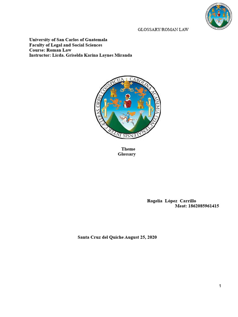 Glossary of Roman Law | PDF | Roman Law | Inheritance