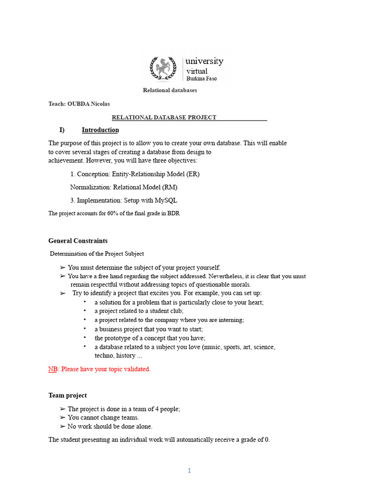 Project | PDF | Relational Model | Databases