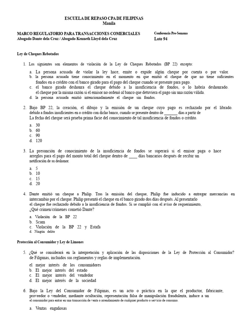 RFBT (2 de 2) Presemana B94 - Cuestionario | PDF | Seguro | Patentar