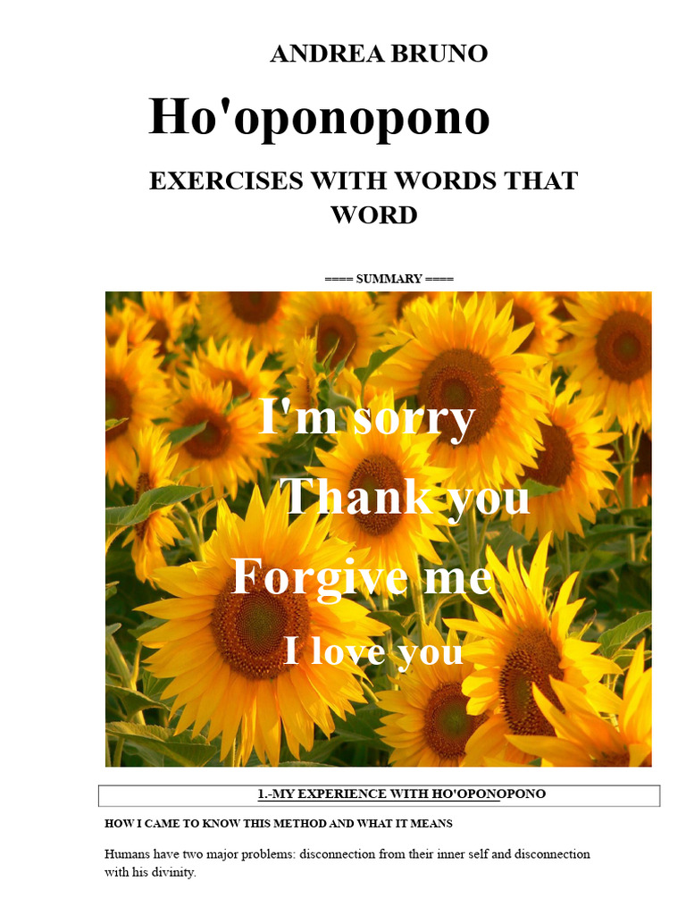 Ho'Oponopono | PDF | Forgiveness | Self Esteem
