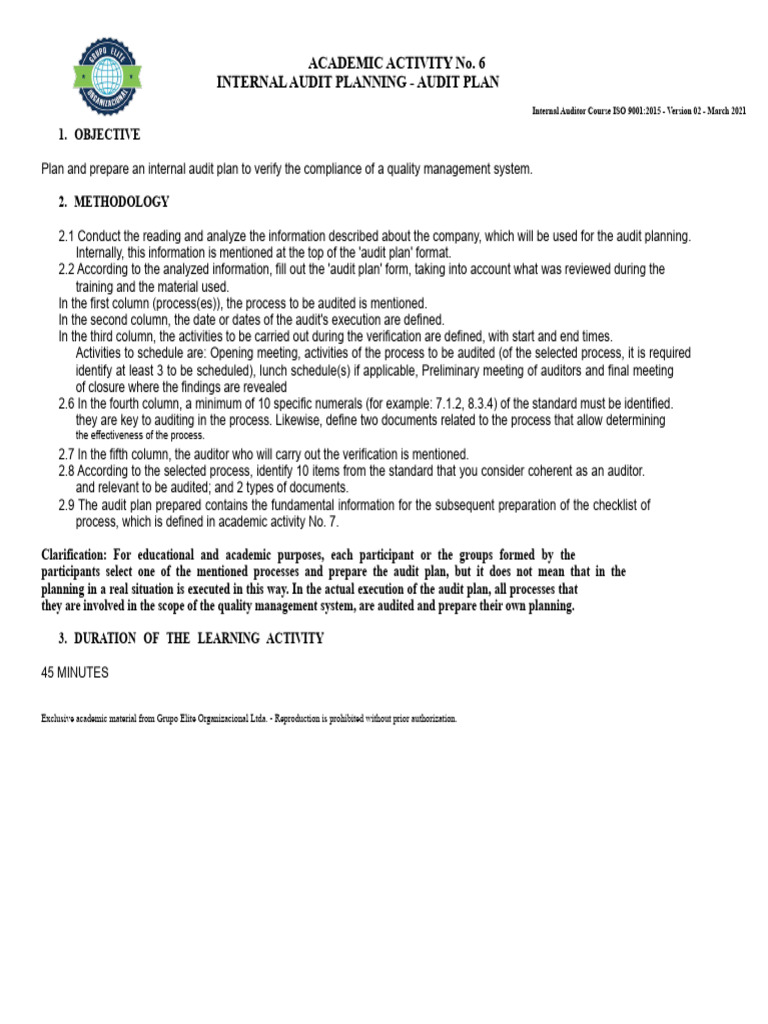Academic Activity No. 6 - See 02 - Deliverable | PDF | Audit | Internal ...