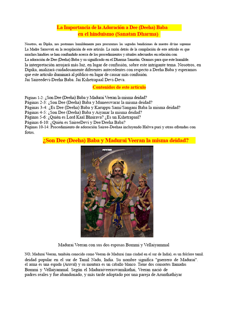 La Importancia de La Adoración A Dee Baba en El Hinduismo Sanatan ...