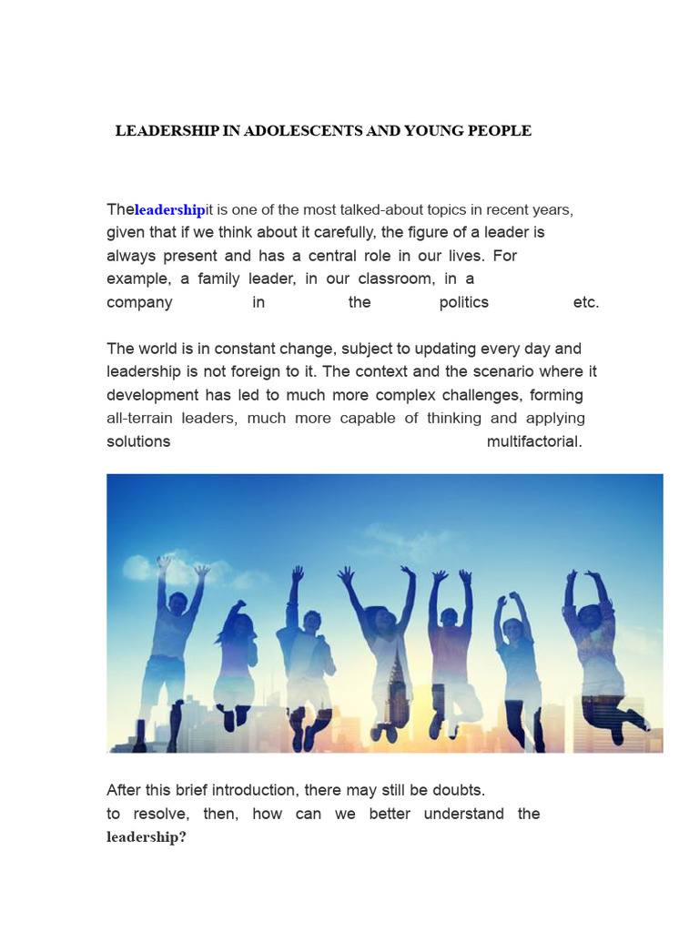 Leadership in Adolescents and Young People | PDF | Leadership | Adolescence